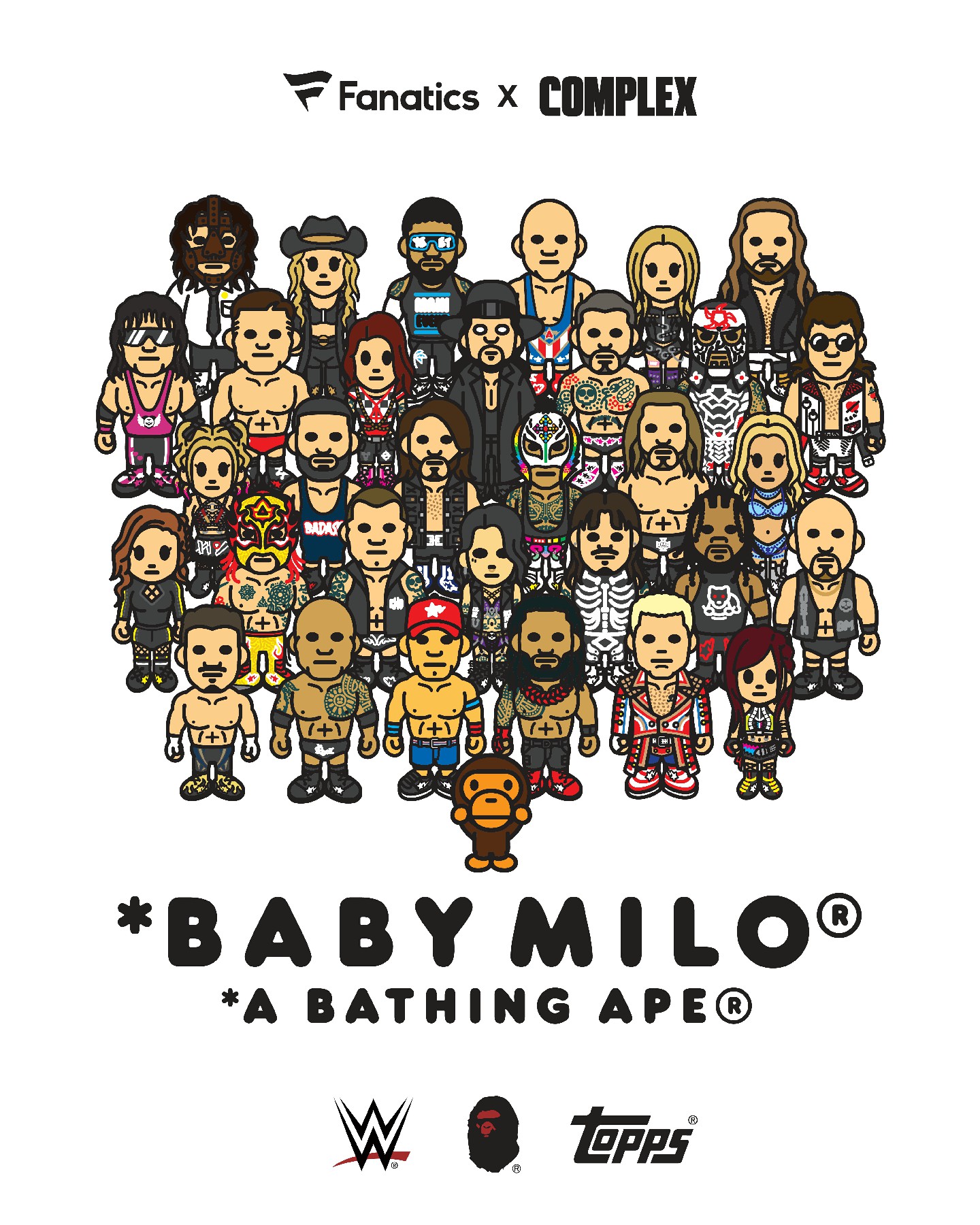 WWE x BAPE®︎ x Topps 三方合作系列正式曝光， 摔角傳奇齊聚卡